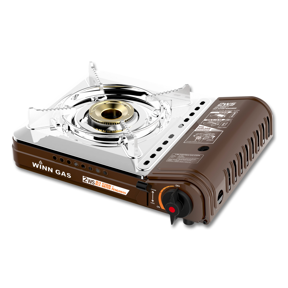 Winn Gas Portable Stove W2WS - Double Safety Double Function - Brown